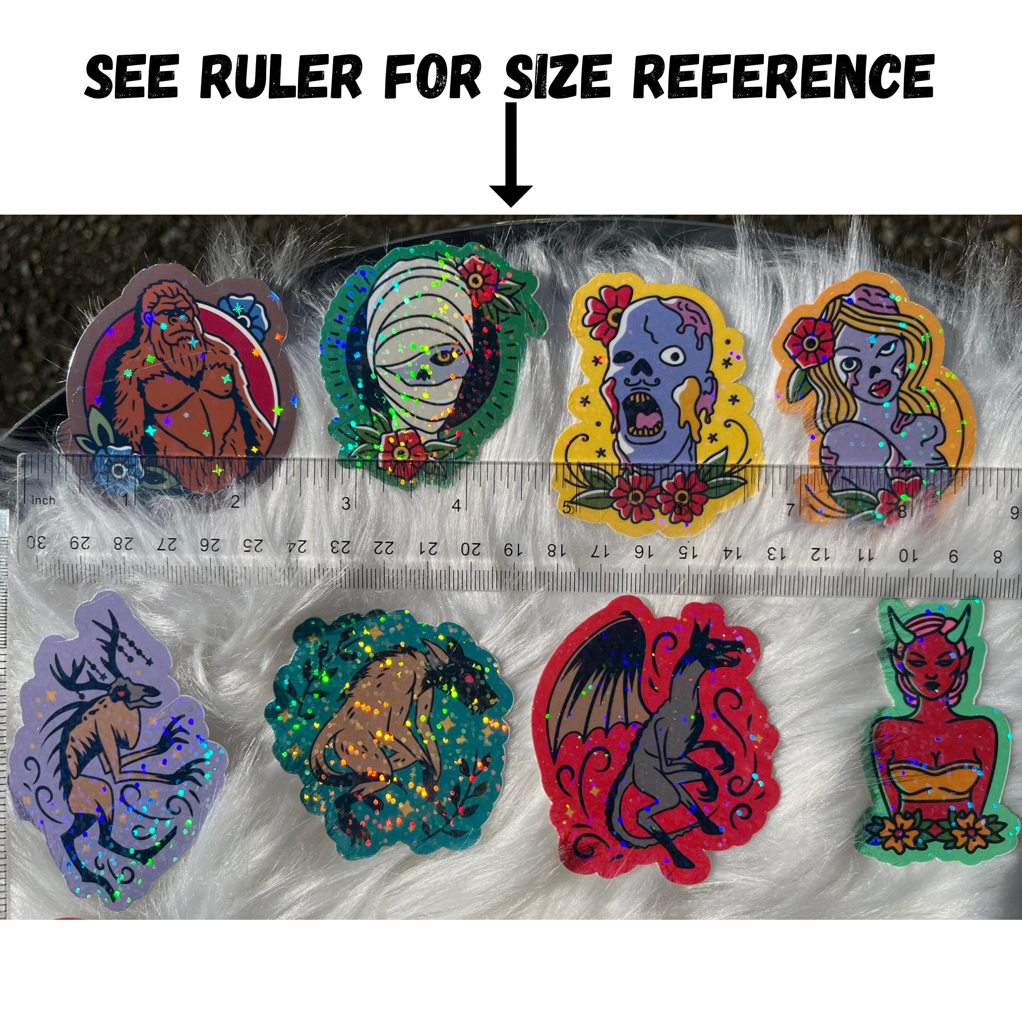 Holographic Cryptid Sticker Pack, Laptop Decor Decals, Monster Sticker ...