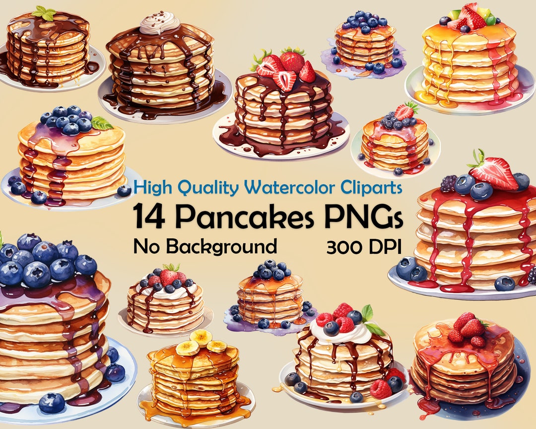 Watercolor Pancakes Clipart Breakfast Illustration PNG Food Sweets ...