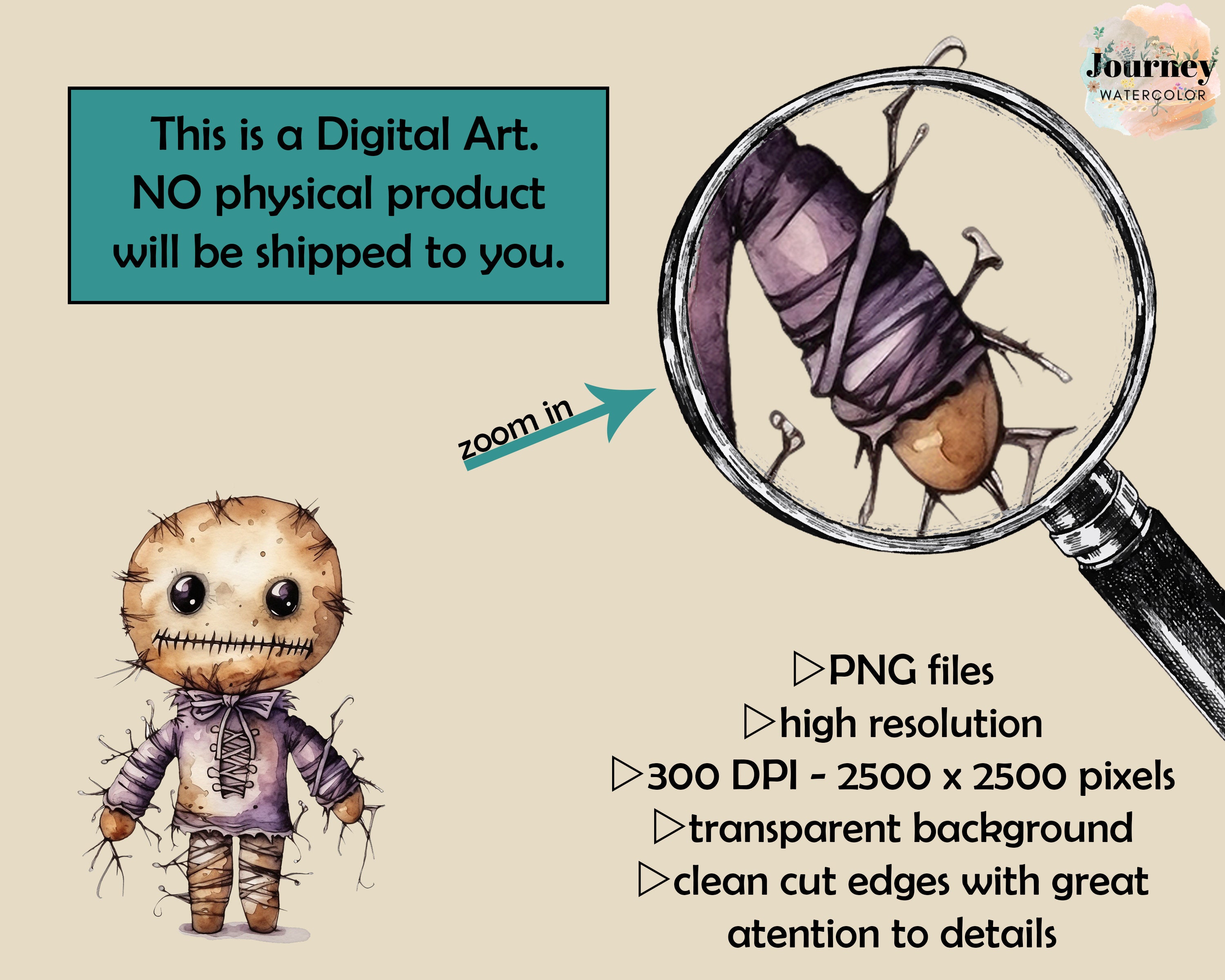 Watercolor Cute Halloween Clipart Monsters PNG Digital Art, NO ...