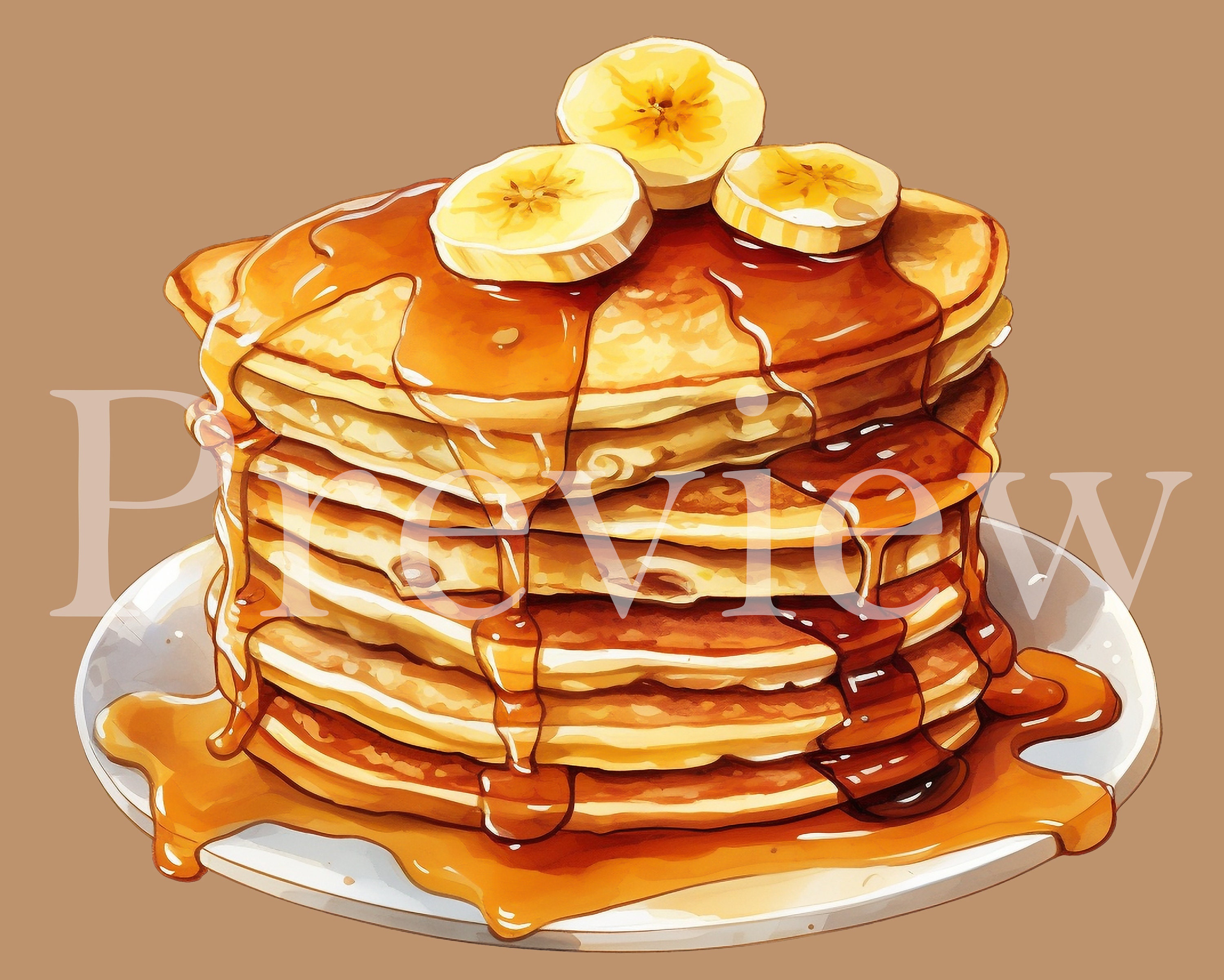 Watercolor Pancakes Clipart Breakfast Illustration PNG Food - Etsy