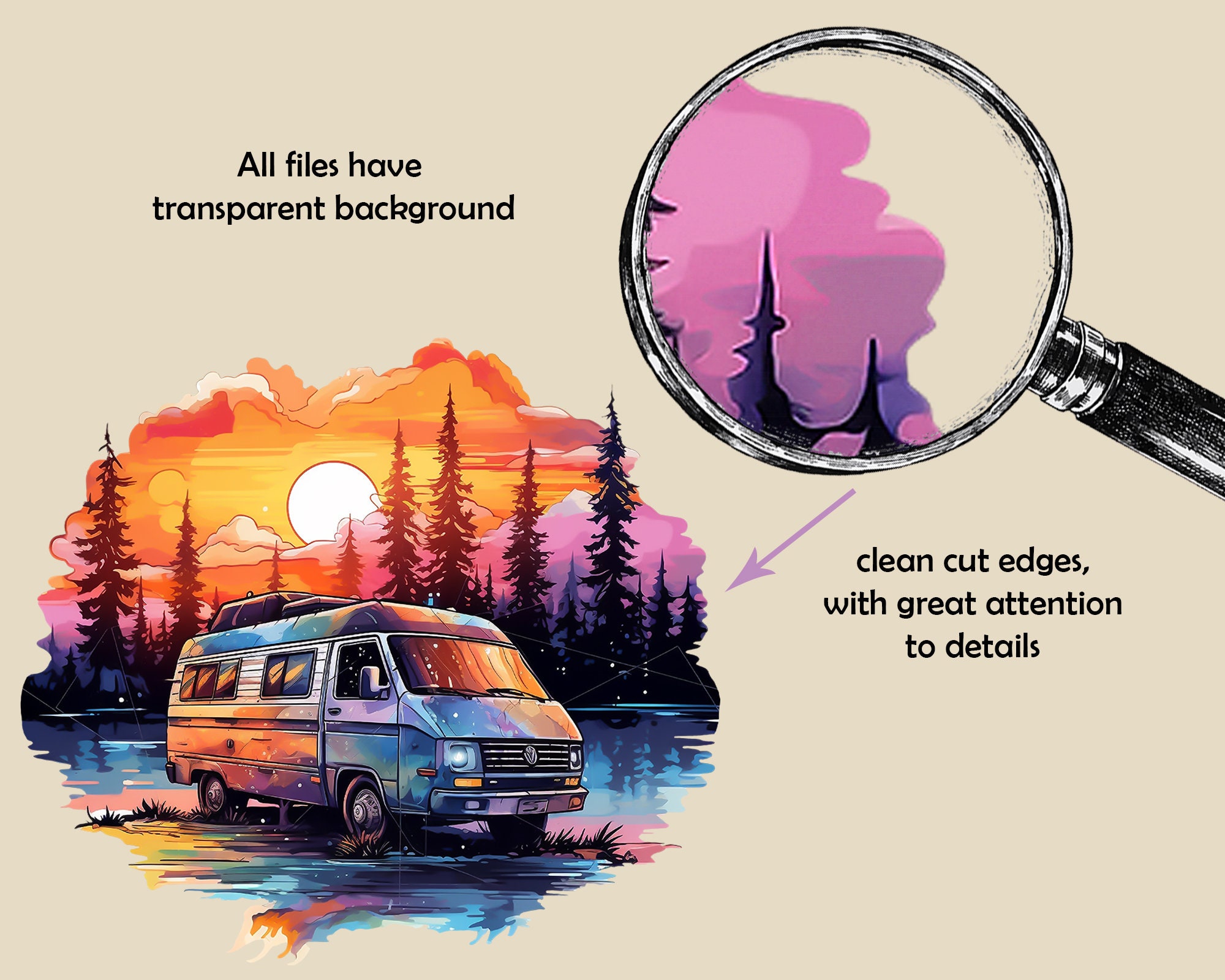 Van Life PNG Bundle Van Life Clipart Sunset Download Commercial Use ...