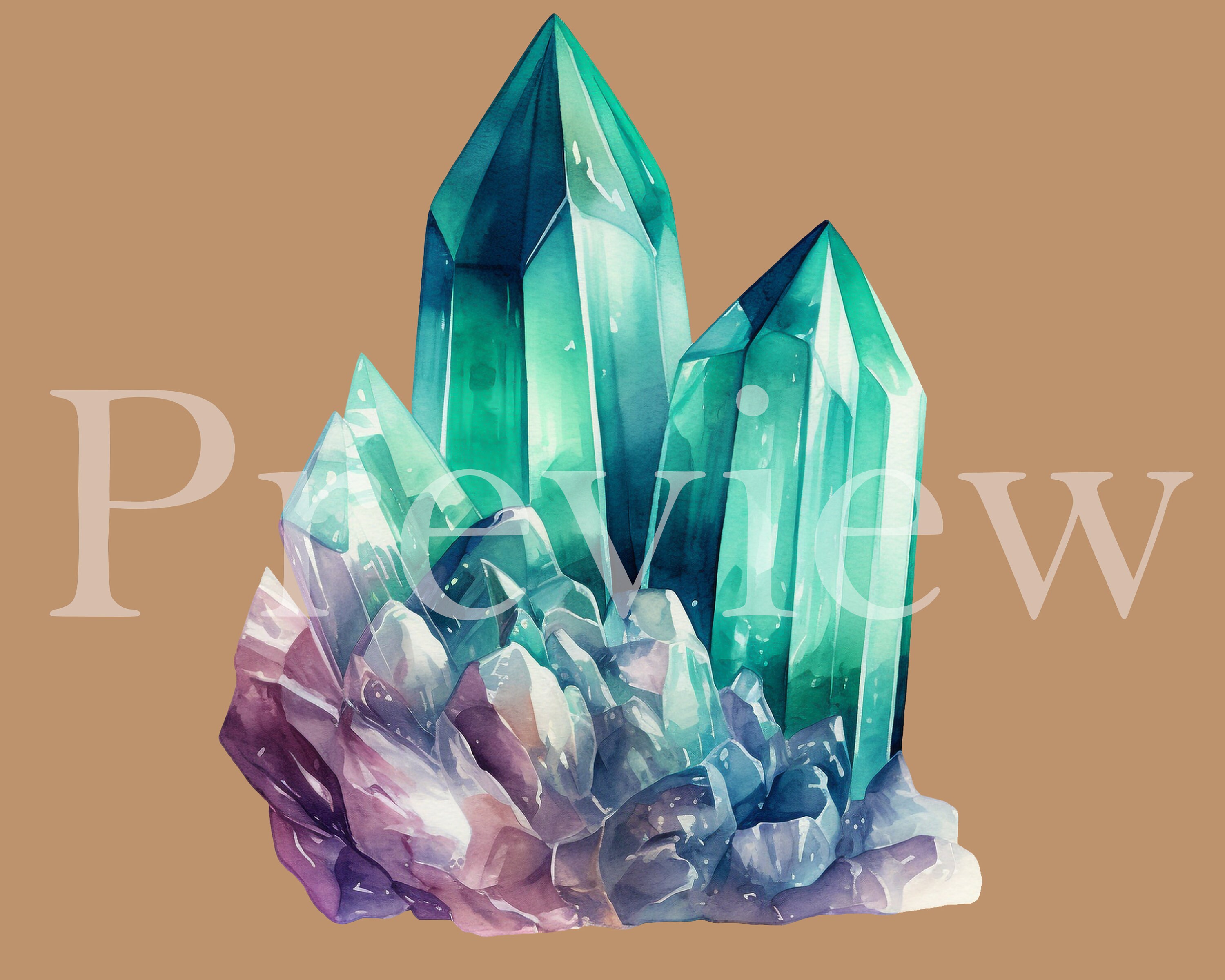 Watercolor Fairy Crystals Clipart Pastel Magic Raw Crystal PNG Instant ...