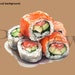 Watercolor Sushi Clipart Japanese Food PNG Digital Art Uramaki - Etsy
