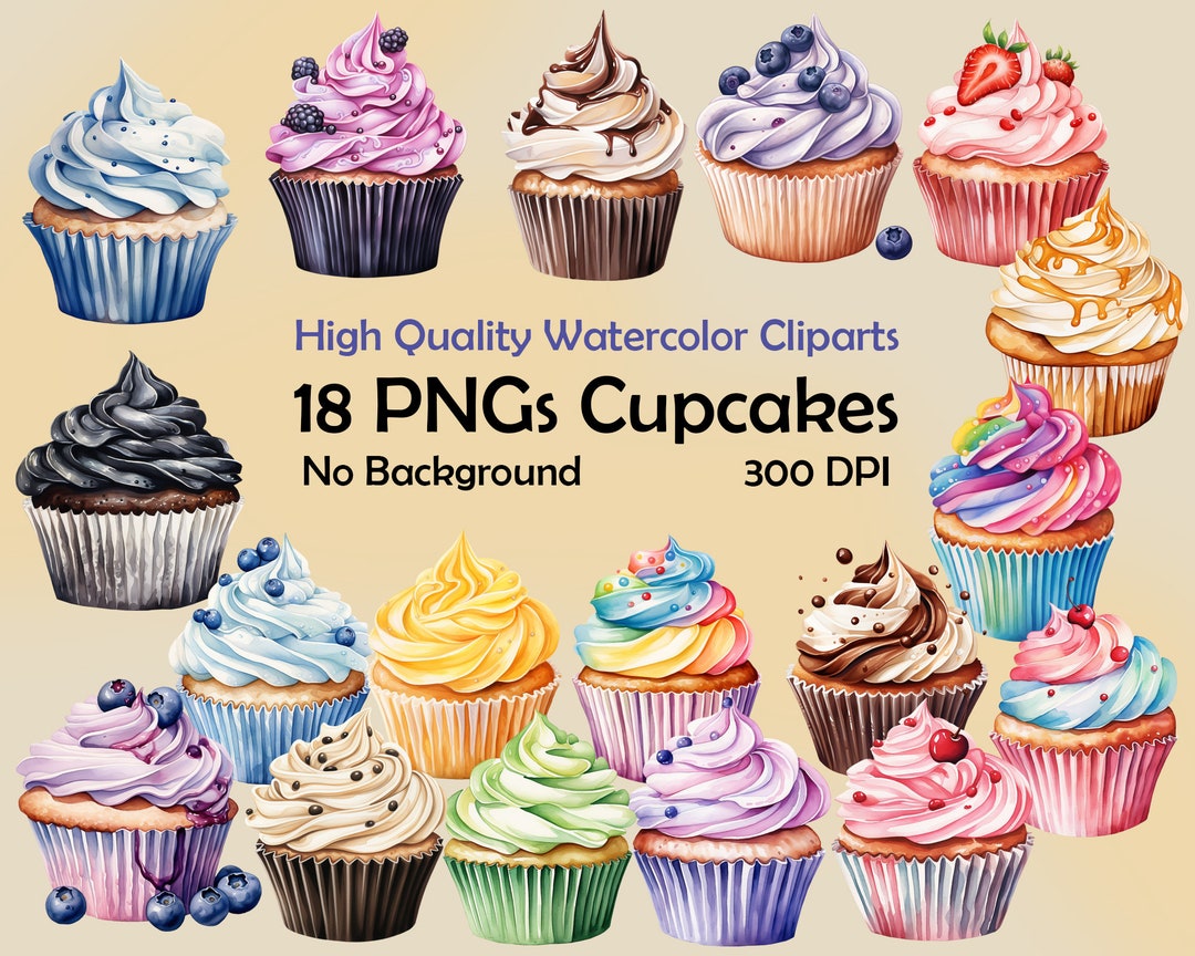 Cupcake PNG Bundle, Colorful Muffins PNG Digital, Commercial Use ...
