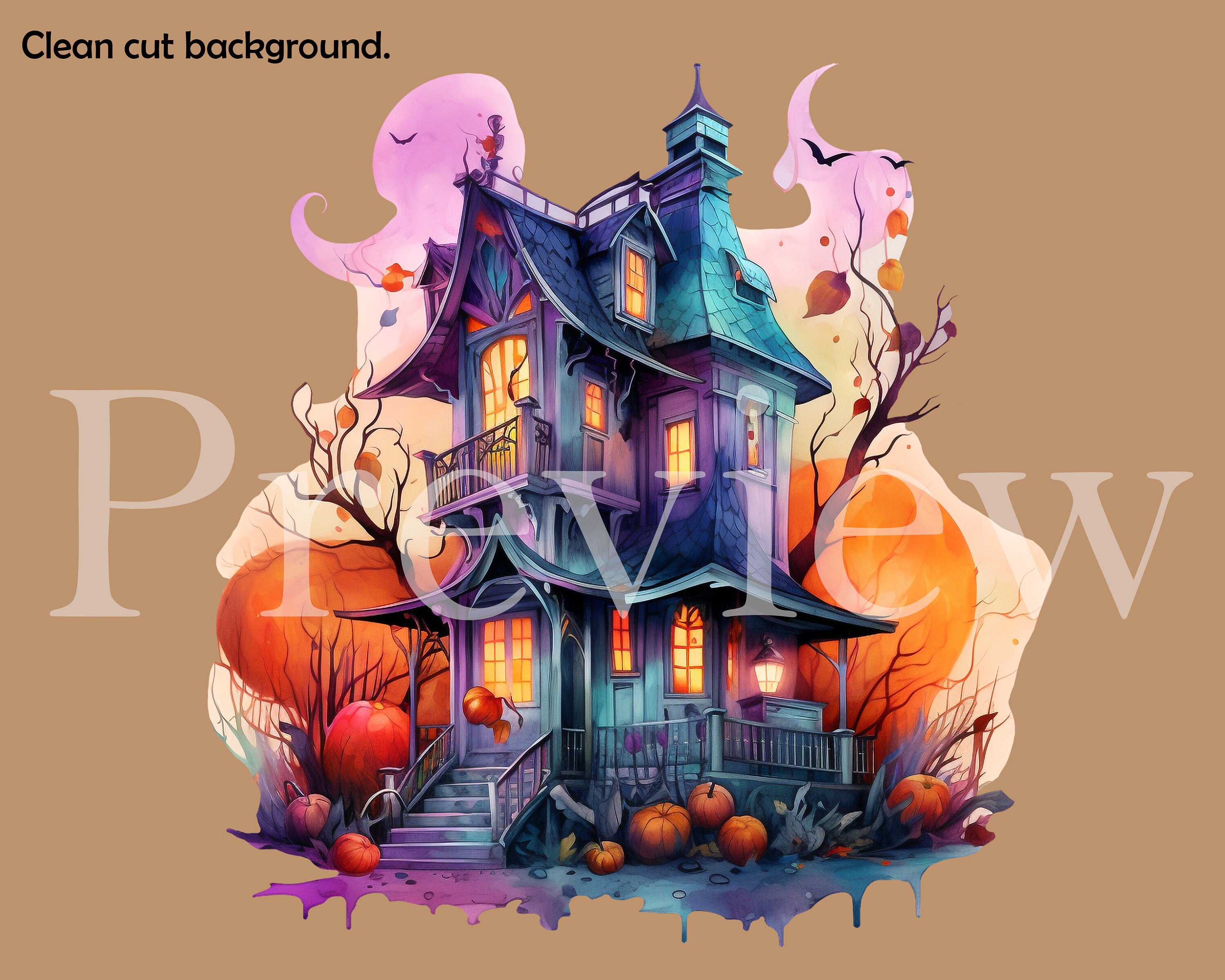 Watercolor Cute Halloween Clipart Monsters PNG Digital Art, NO ...