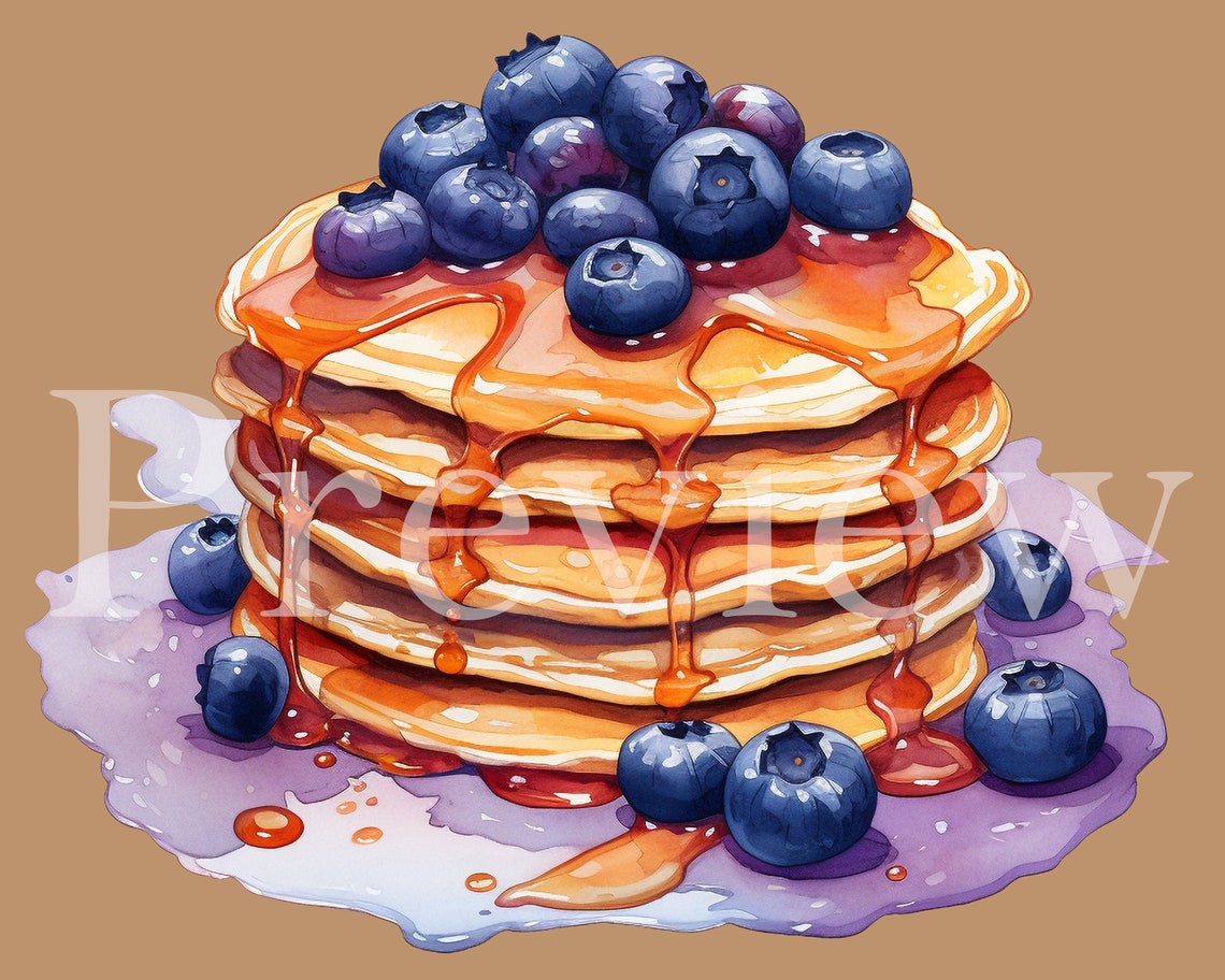 Watercolor Pancakes Clipart: Breakfast Food Pngs (digital Download) - Etsy