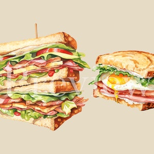 Watercolor Sandwiches PNG Bundle, Breakfast PNG Digital Download ...