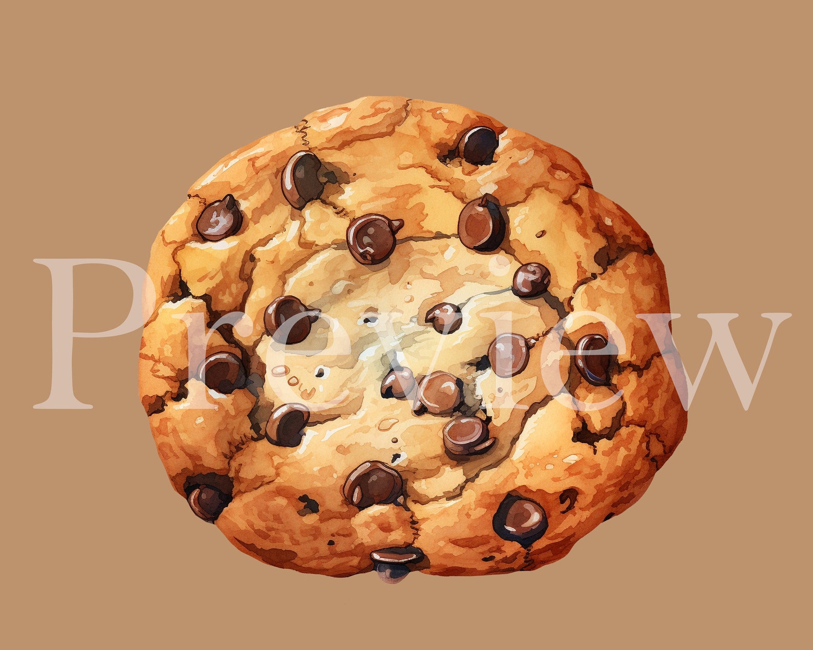 Watercolor Chocolate Chip Cookies Clipart Tasty Desserts PNG - Etsy