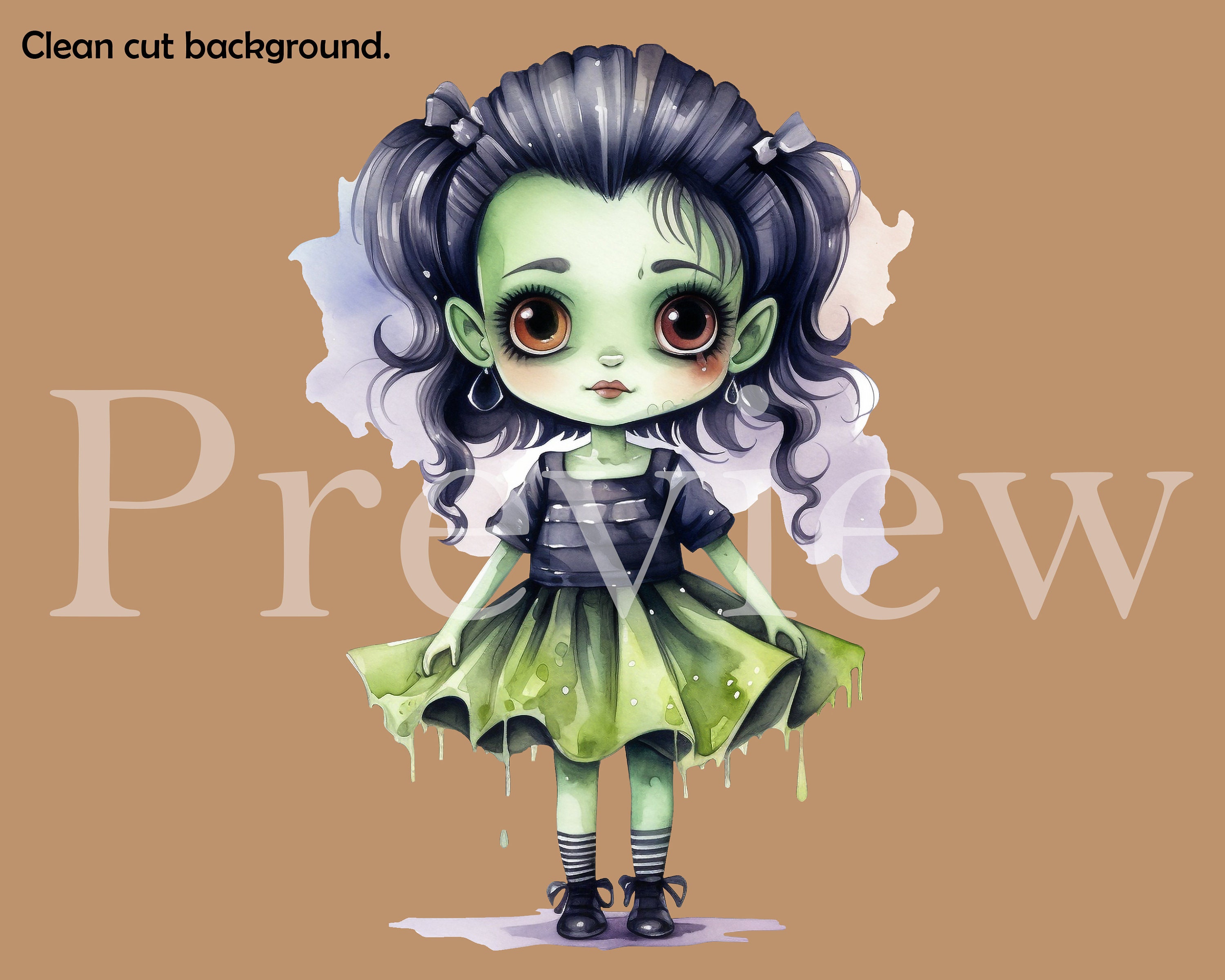 Watercolor Cute Halloween Clipart Monsters PNG Digital Art, NO ...