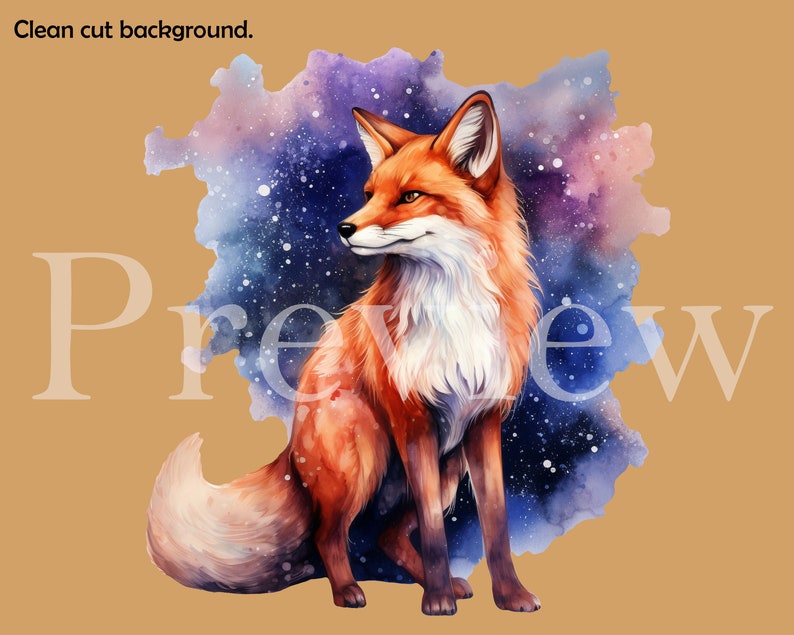 Mystical Fox Clipart Fantasy Illustration Watercolor Woodland Animal ...