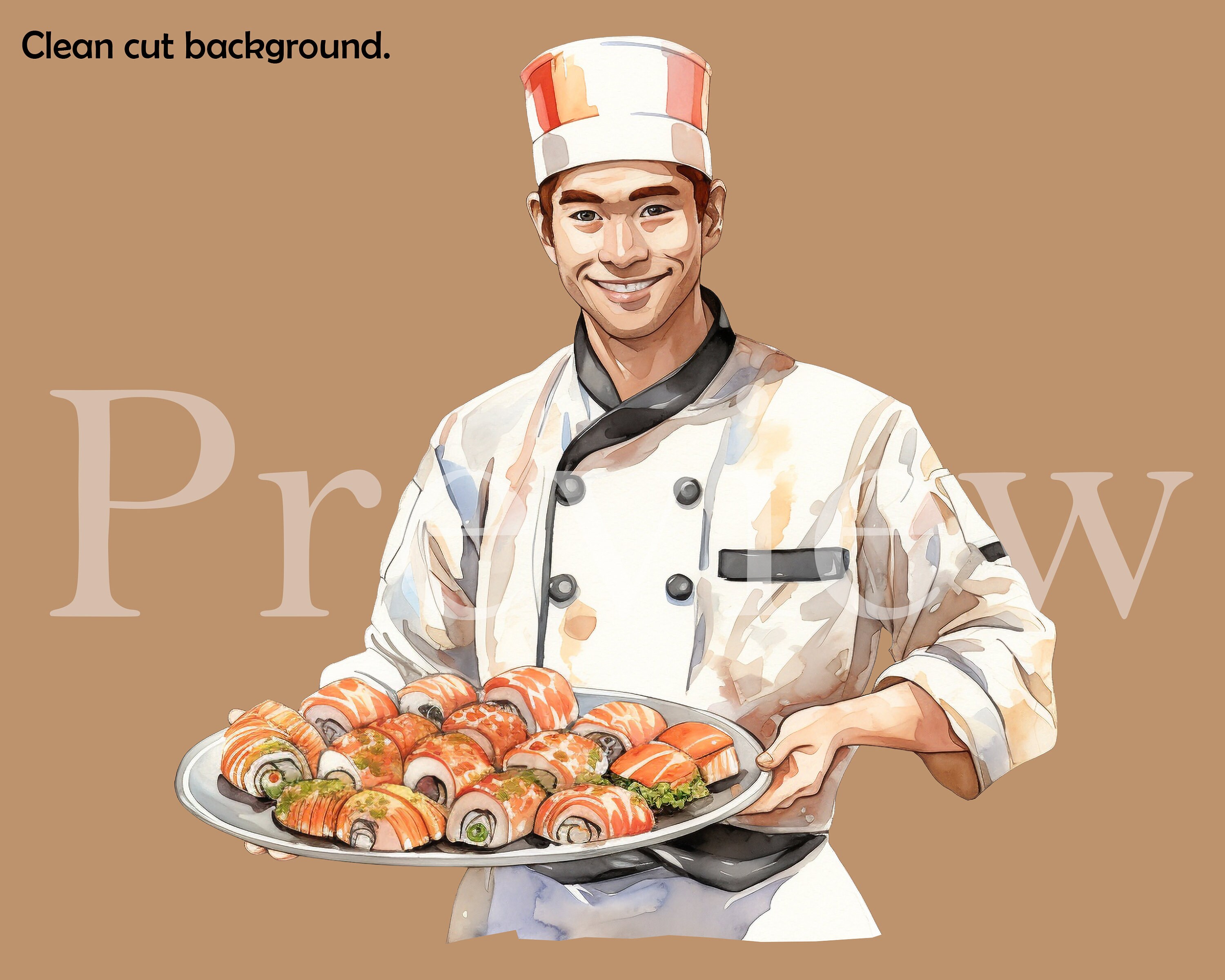 Watercolor Sushi Clipart Japanese Food PNG Digital Art Uramaki Maki ...