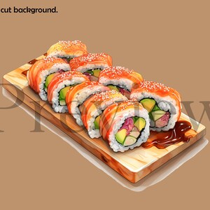 Watercolor Sushi Clipart Japanese Food PNG Digital Art Uramaki Maki ...