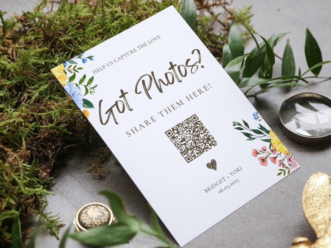Custom Wedding QR Code Sign for Easy Photo Sharing - Share and Preserve ...