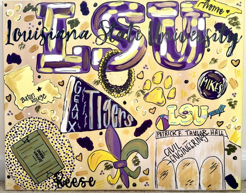 Painted College Canvas - Collage for Dorm Room - Etsy