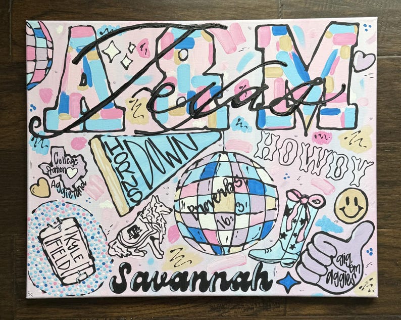 Painted College Canvas - Collage for Dorm Room - Etsy