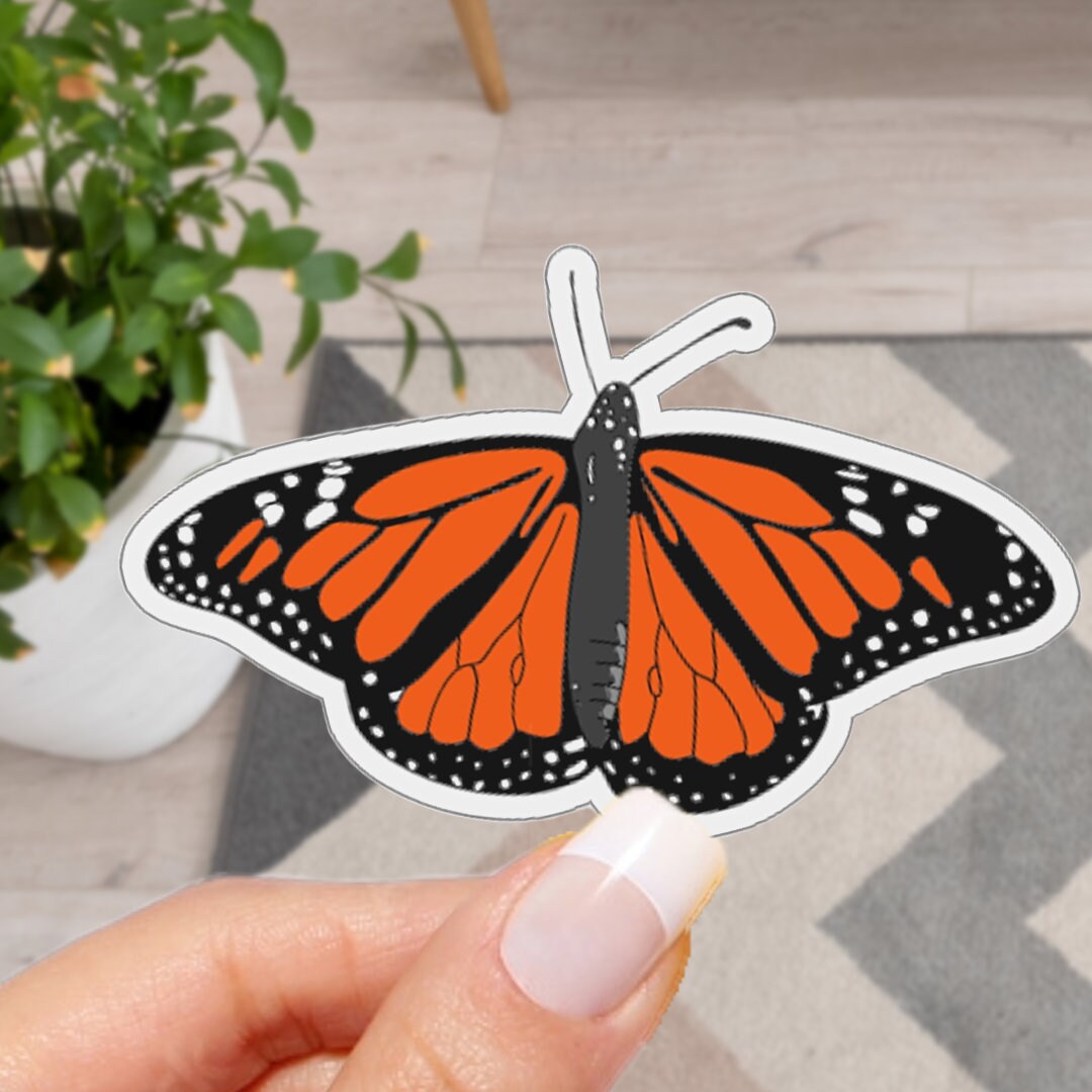 Beautiful Monarch Butterfly Sticker on White or Transparent Background ...