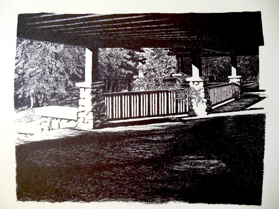 Pen and Ink Sketch of Bigwin Inn Main Lodge Porch (print) - Etsy