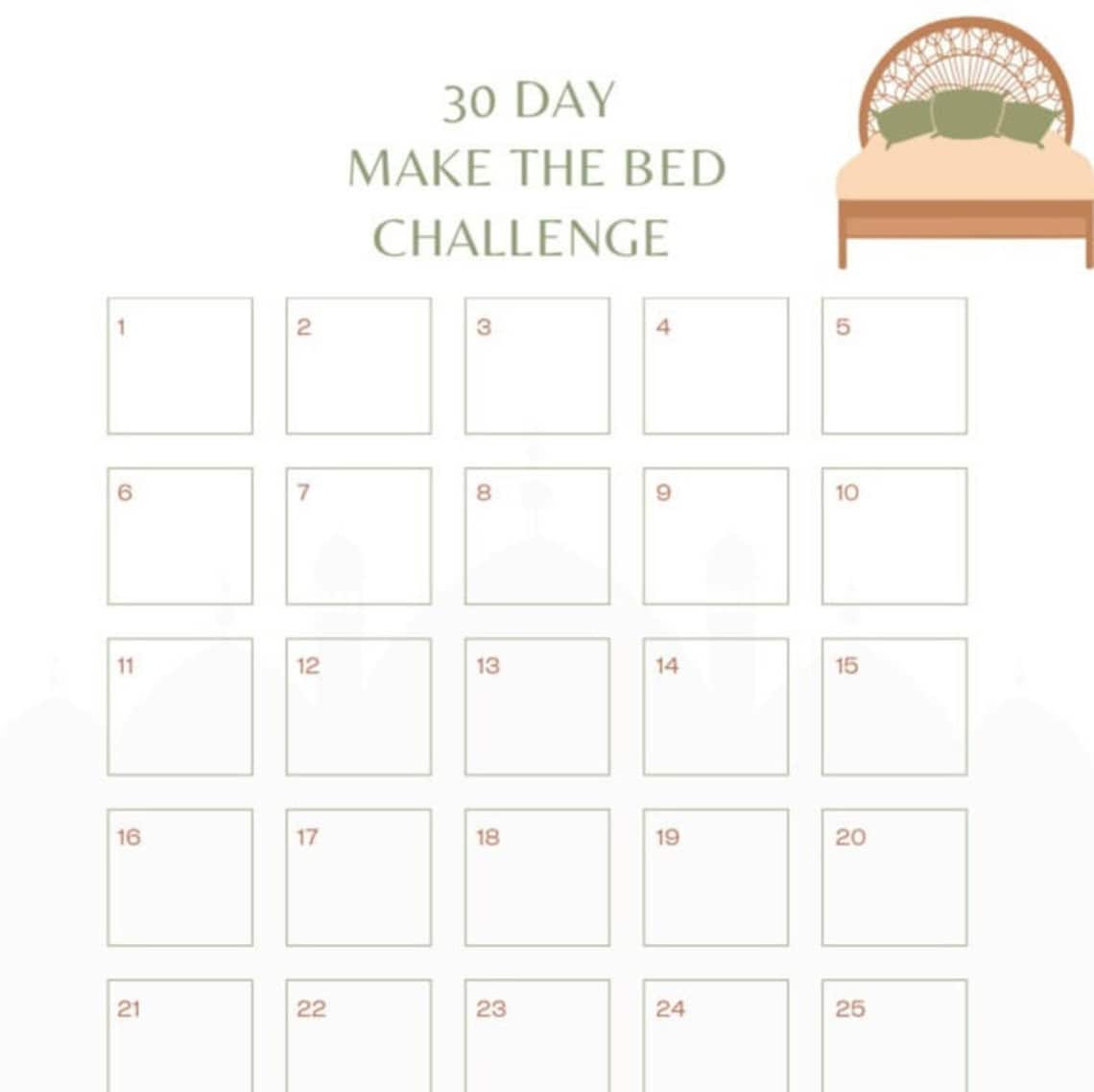 Bed Making Challenge PDF Habit Tracker Check List - Etsy