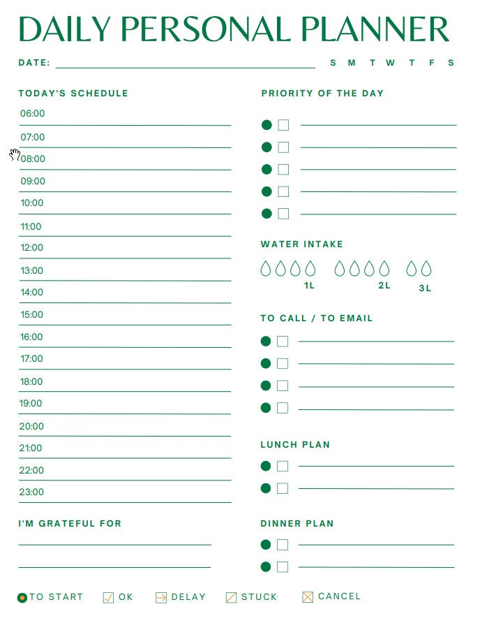 Daily Personal Planner Template Download, Digital Journal - Etsy