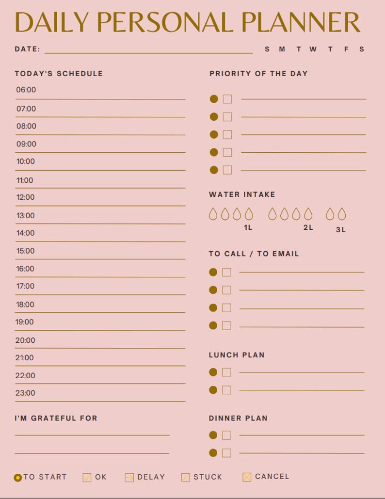 Daily Personal Planner Template Download, Digital Journal - Etsy