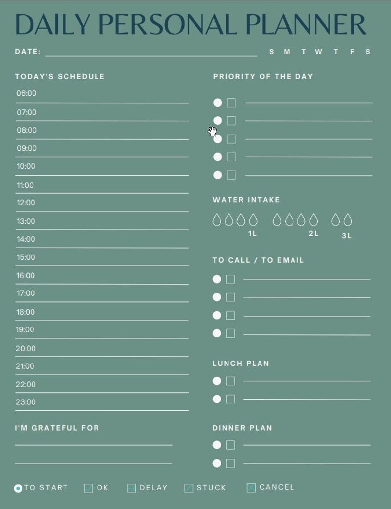 Daily Personal Planner Template Download, Digital Journal - Etsy