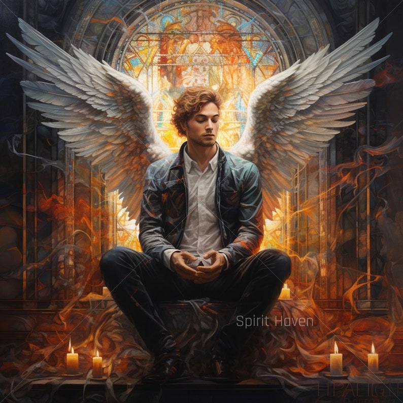 Male Angel With Wings Artwork, Background Wallpaper, Spiritual Man ...