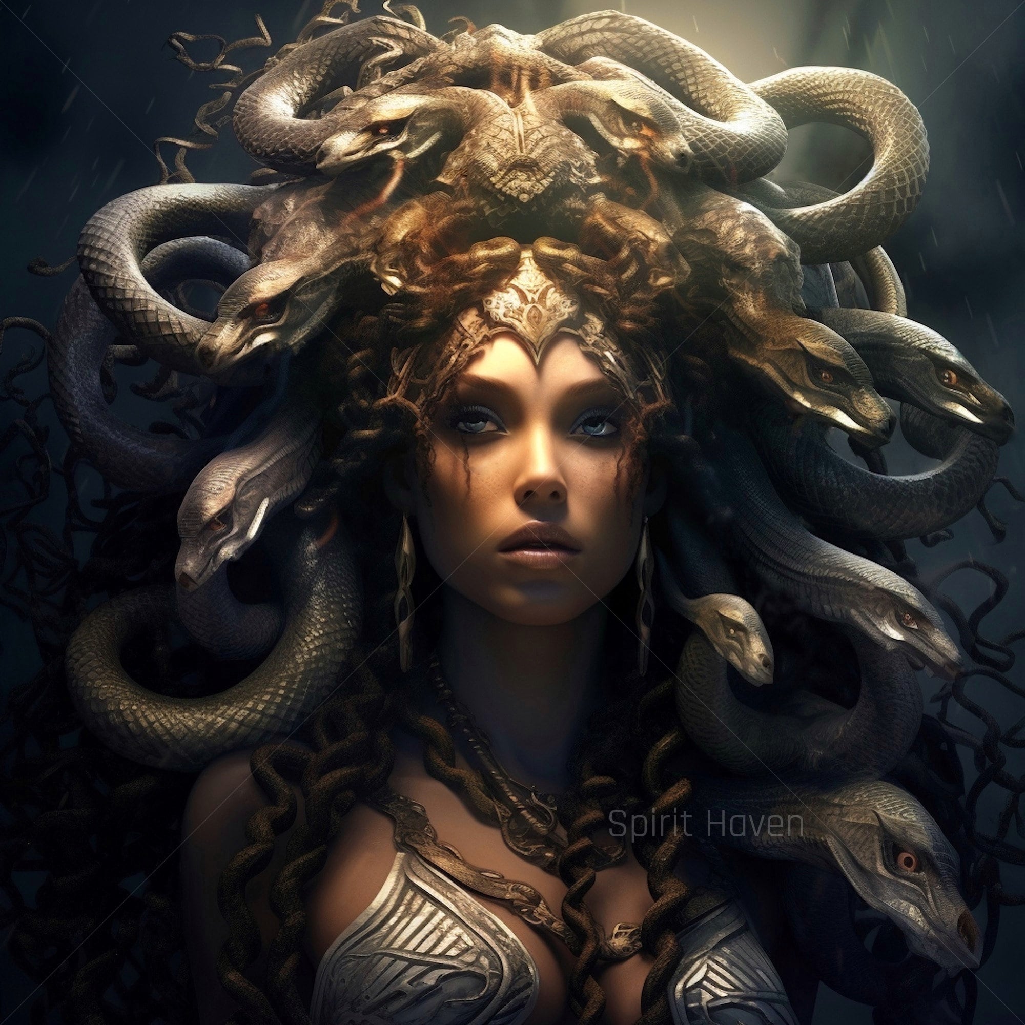Medusa Gorgon Artwork, Fantasy Digital Medusa Art, Snakes, Goddess Illustrations, Digital Art ...