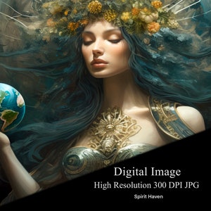 Gaea Mother Earth Goddess Artwork, Fantasy Digital Wicca Goddesses Art ...