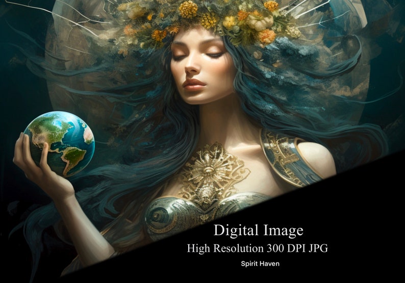 Gaea Mother Earth Goddess Artwork, Fantasy Digital Wicca Goddesses Art ...