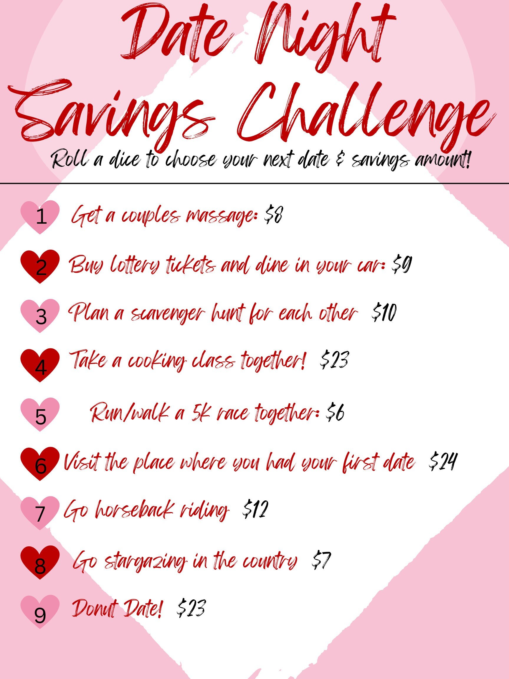 Date Night Savings Challenge - Etsy