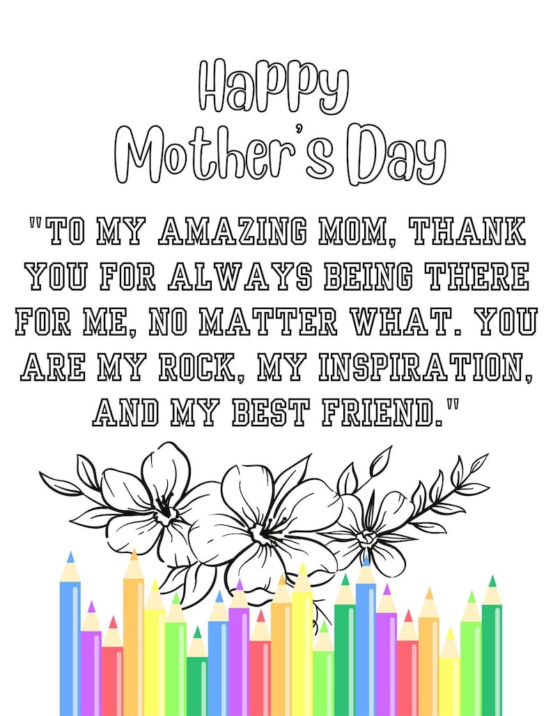Printable Coloring Page With Beautiful Message for Mom This Mother's ...