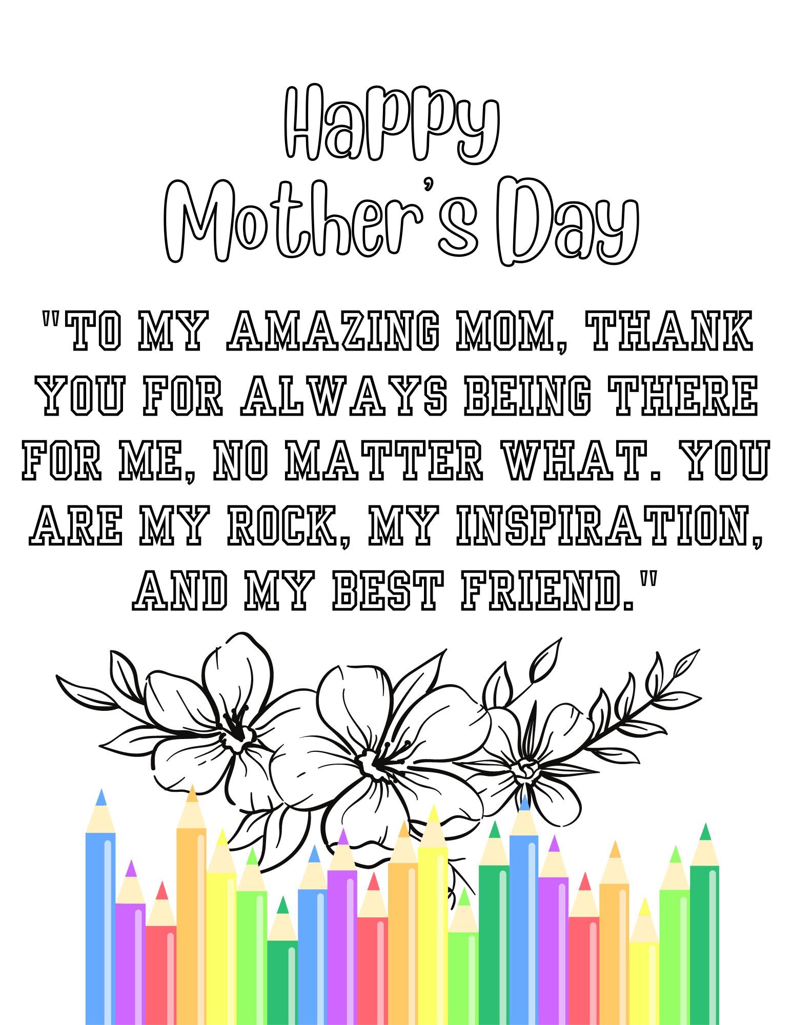 Printable Coloring Page With Beautiful Message for Mom This Mother's ...