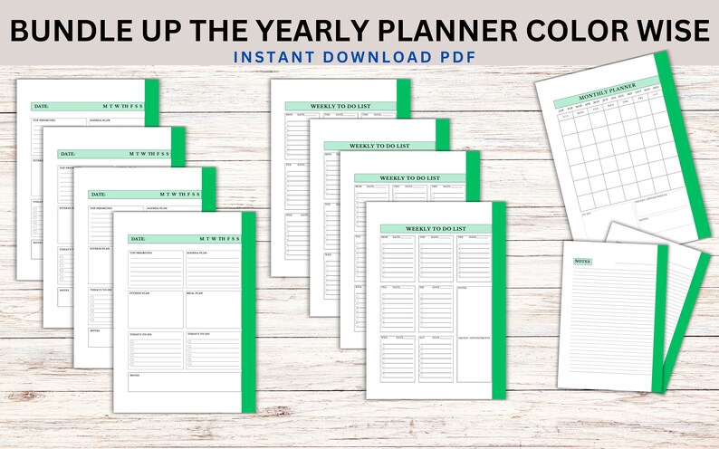Ultimate Color-coded Printable Planner Bundle: Customizable Yearly ...