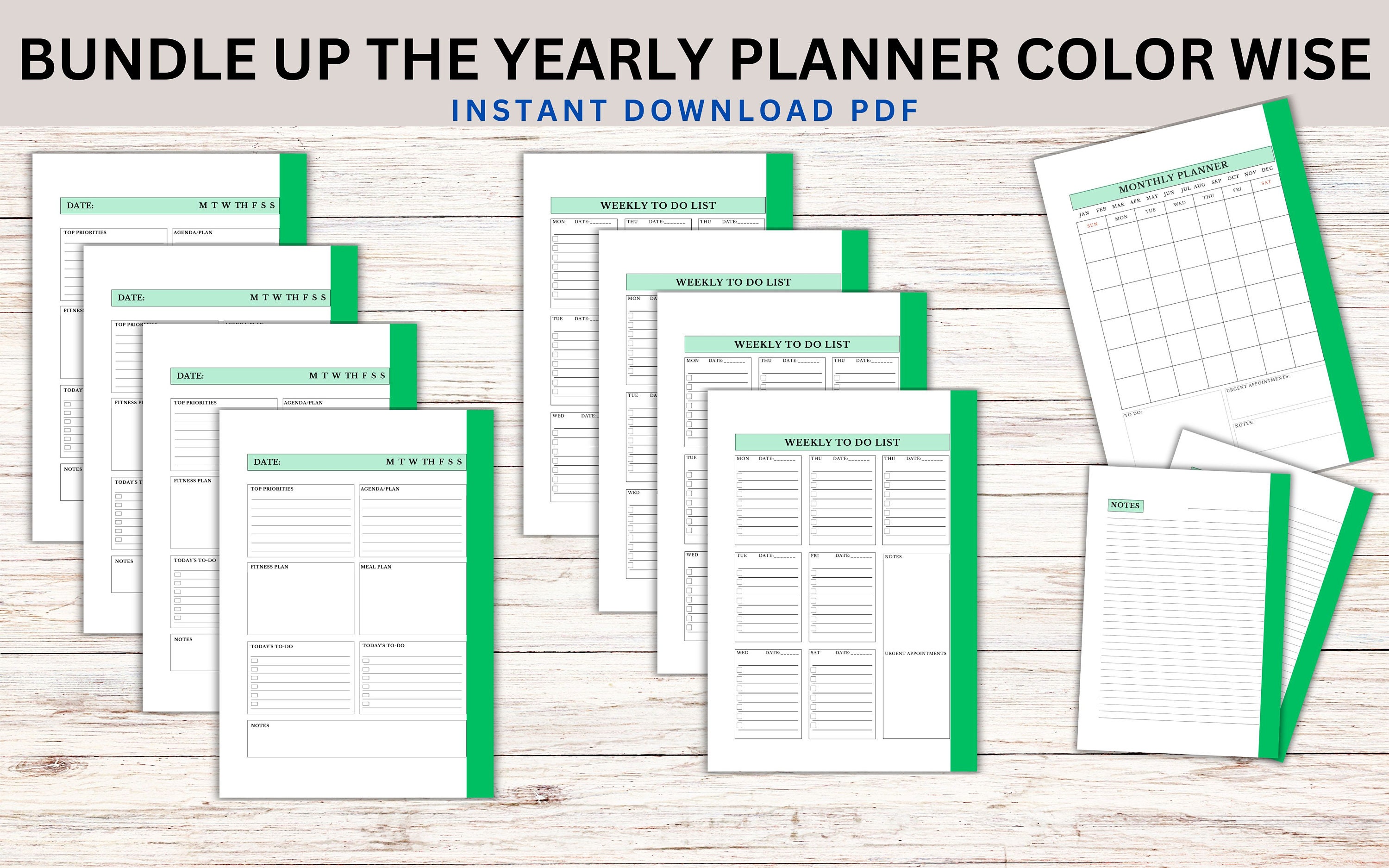 Ultimate Color-coded Printable Planner Bundle: Customizable Yearly ...