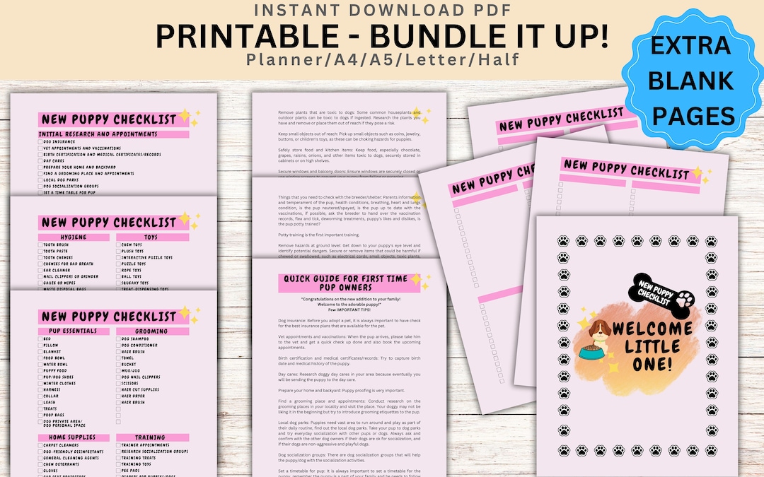 Puppy Care Master Checklist: Health, Grooming & Supplies - Printable ...