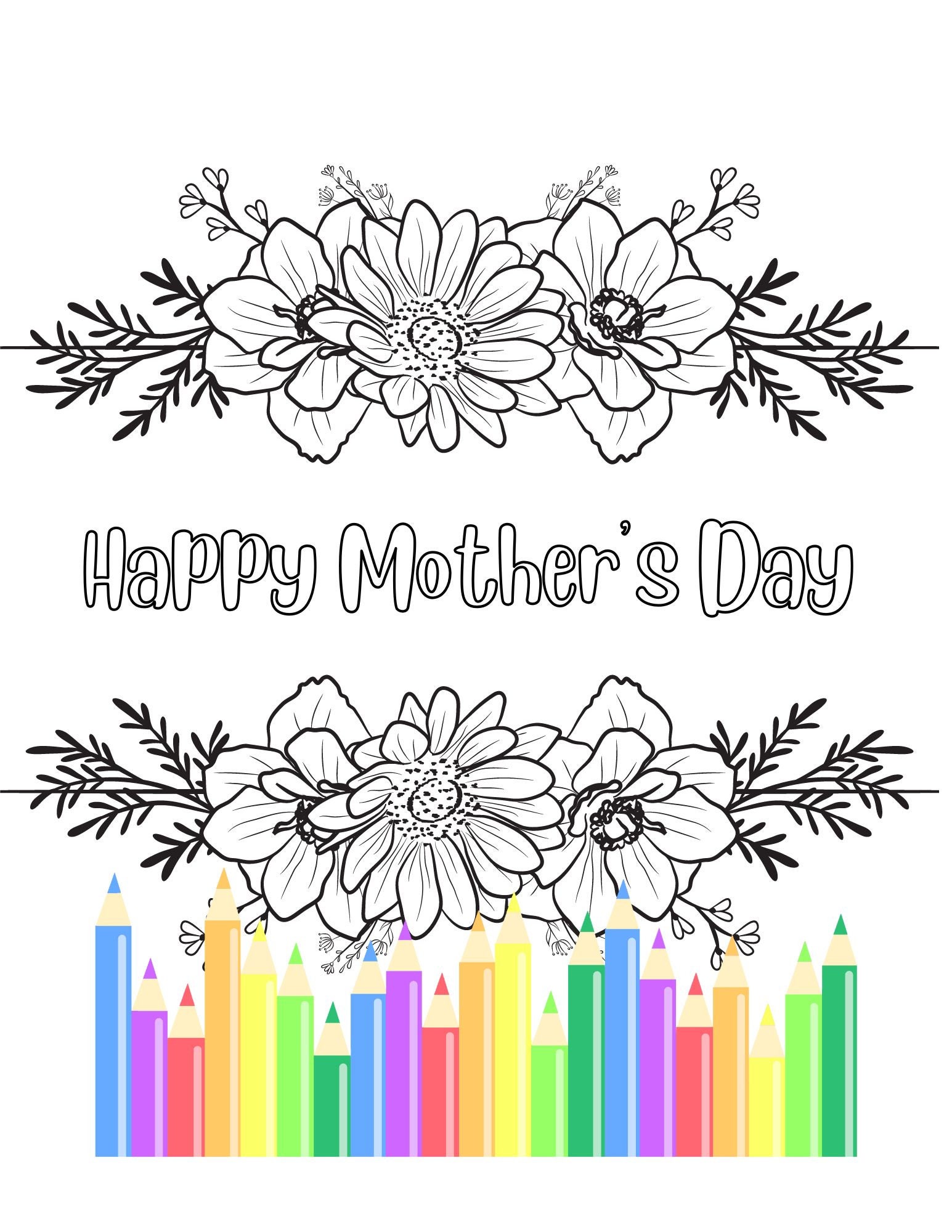 Beautiful Flower Printable Coloring Page for This Mother's Day ...