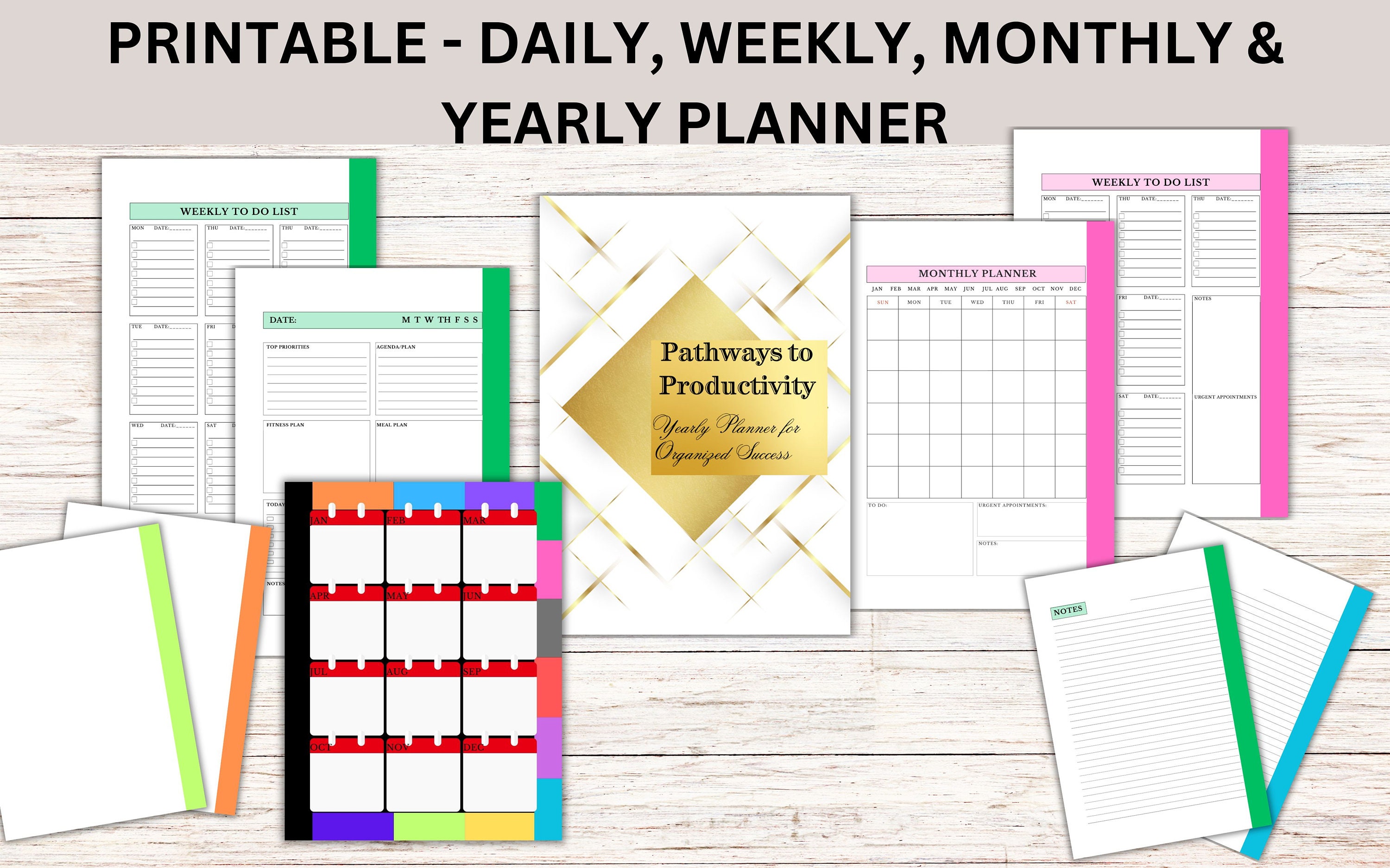 Ultimate Color-coded Printable Planner Bundle: Customizable Yearly ...