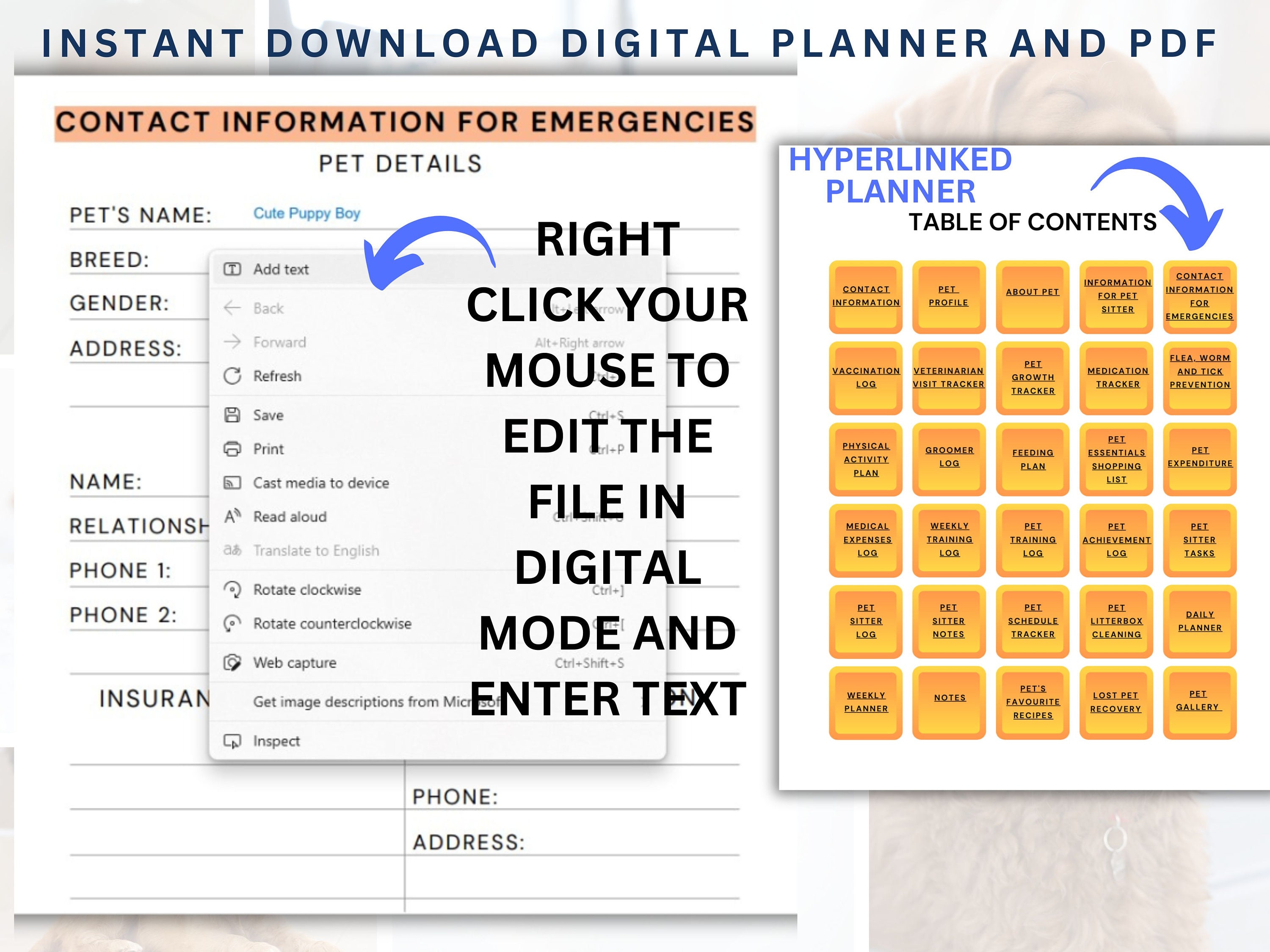 Ultimate Printable Digital/fillable Planner for Puppies & - Etsy