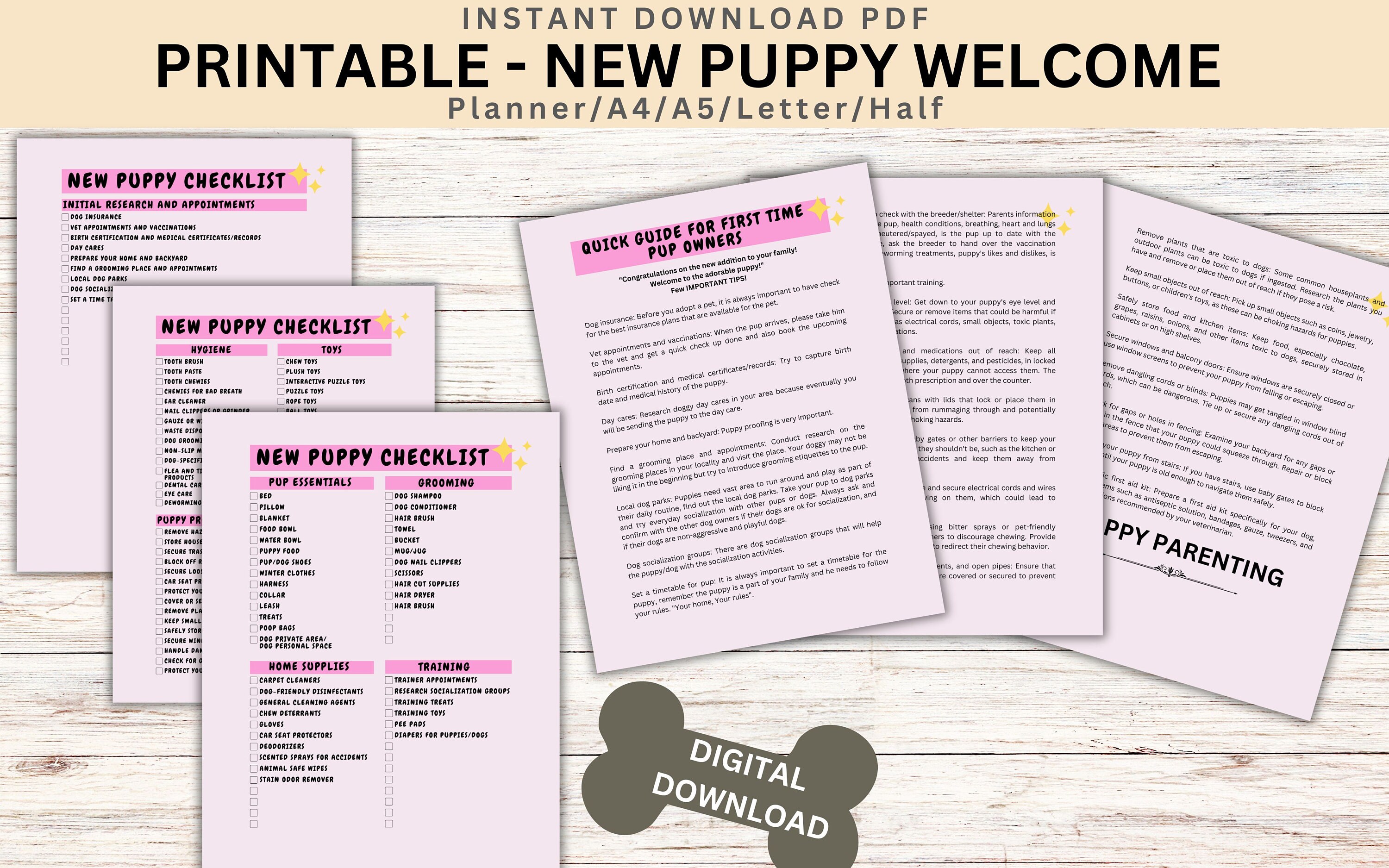 Puppy Care Master Checklist: Health, Grooming & Supplies Printable ...
