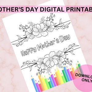 Beautiful Flower Printable Coloring Page for Mother's Day, Coloring ...