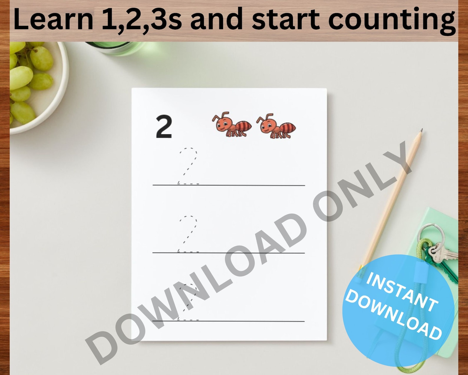 123 Fun Sheet for Kids Trace Practice Write and Master 123s - Etsy