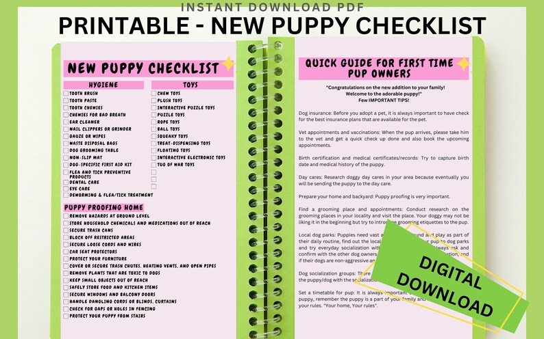 Puppy Care Master Checklist: Health, Grooming & Supplies Printable ...