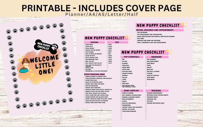 Puppy Care Master Checklist: Health, Grooming & Supplies Printable ...