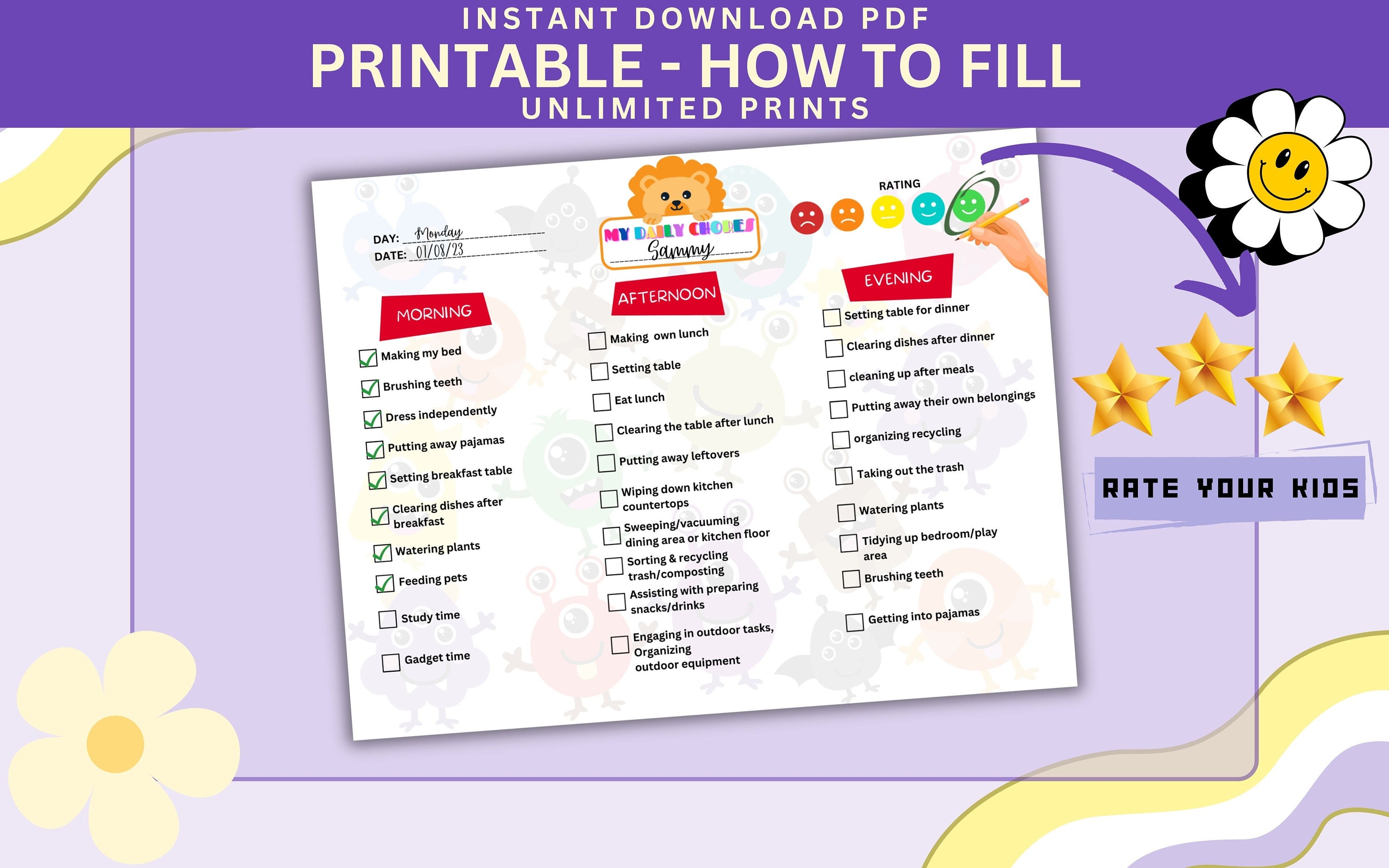 Ultimate Summer Daily Planner, Chore Chart for Kids, Screen Time ...