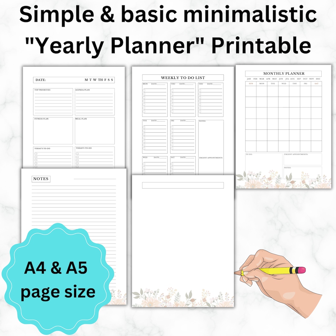 Floral Design Undated Yearly Planner Printable, Effortless Organization ...