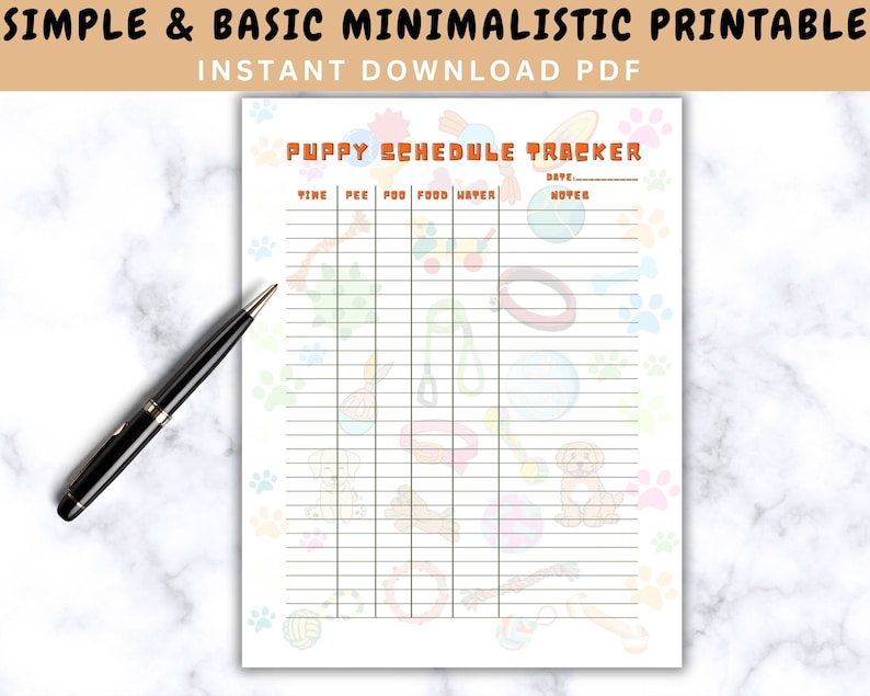 Daily Schedule for Potty, Hydration, and Feeding, Keep Track of Your ...