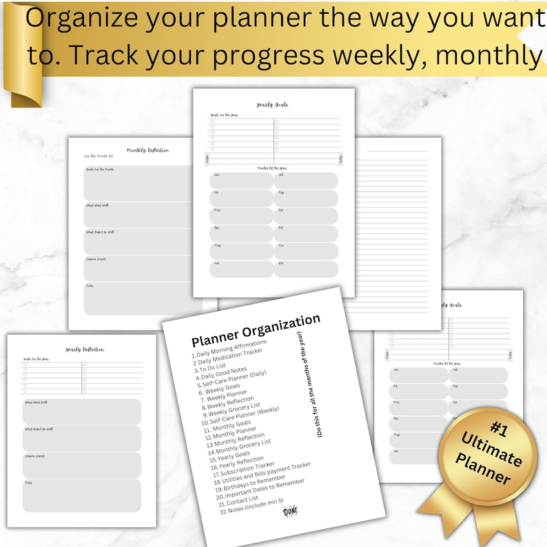 24 Page Productivity Planner: Printable Digital Yearly Planner - Etsy