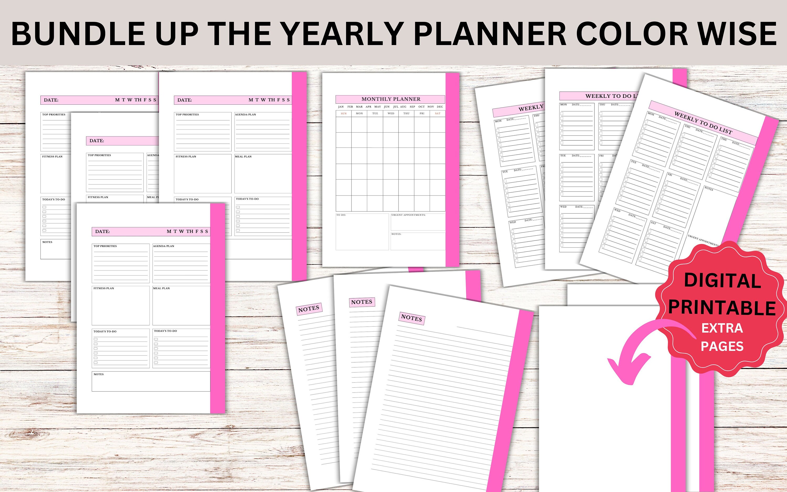 Ultimate Color-coded Printable Planner Bundle: Customizable Yearly ...