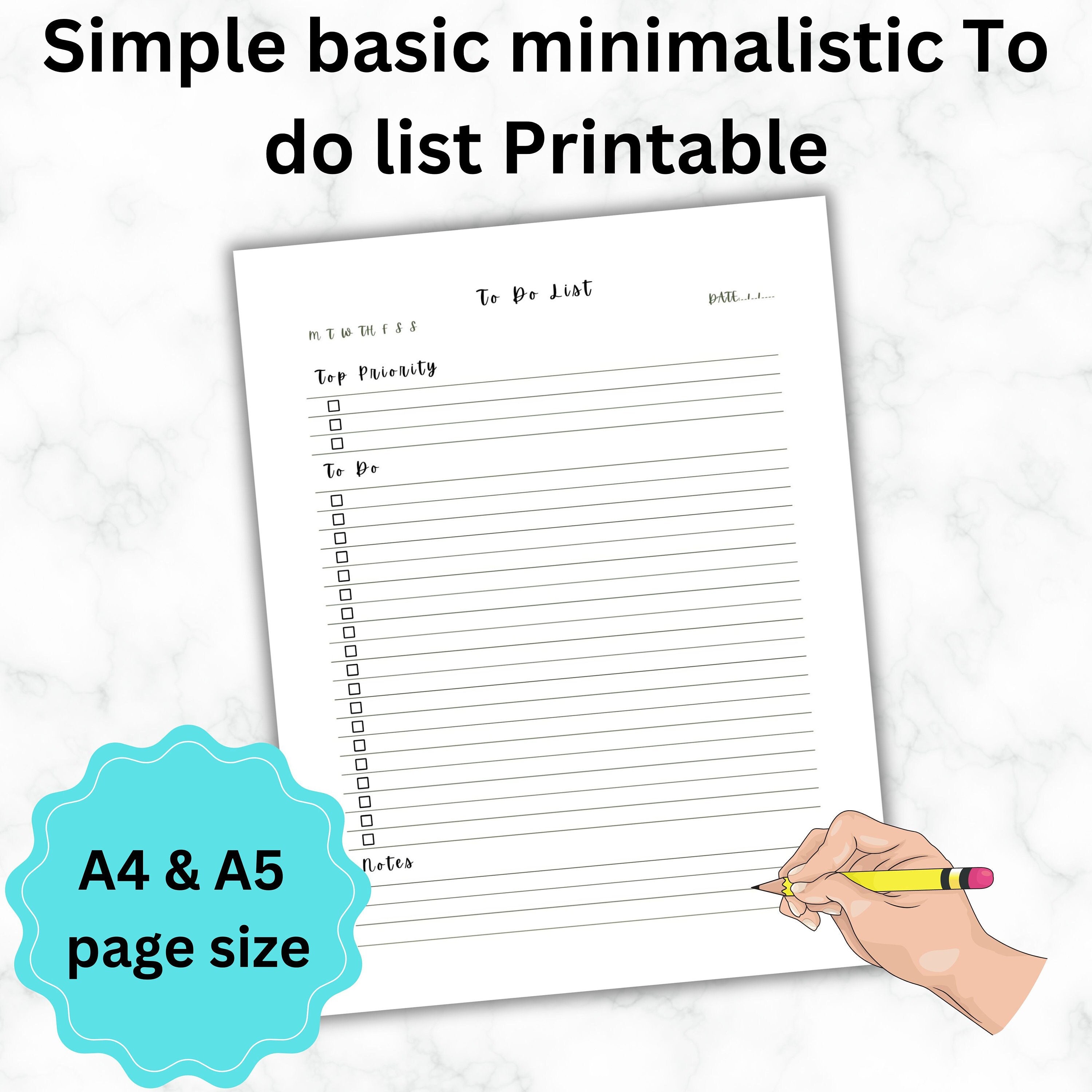 Simple and Minimal to Do List Printable, to Do Tasks List Template ...