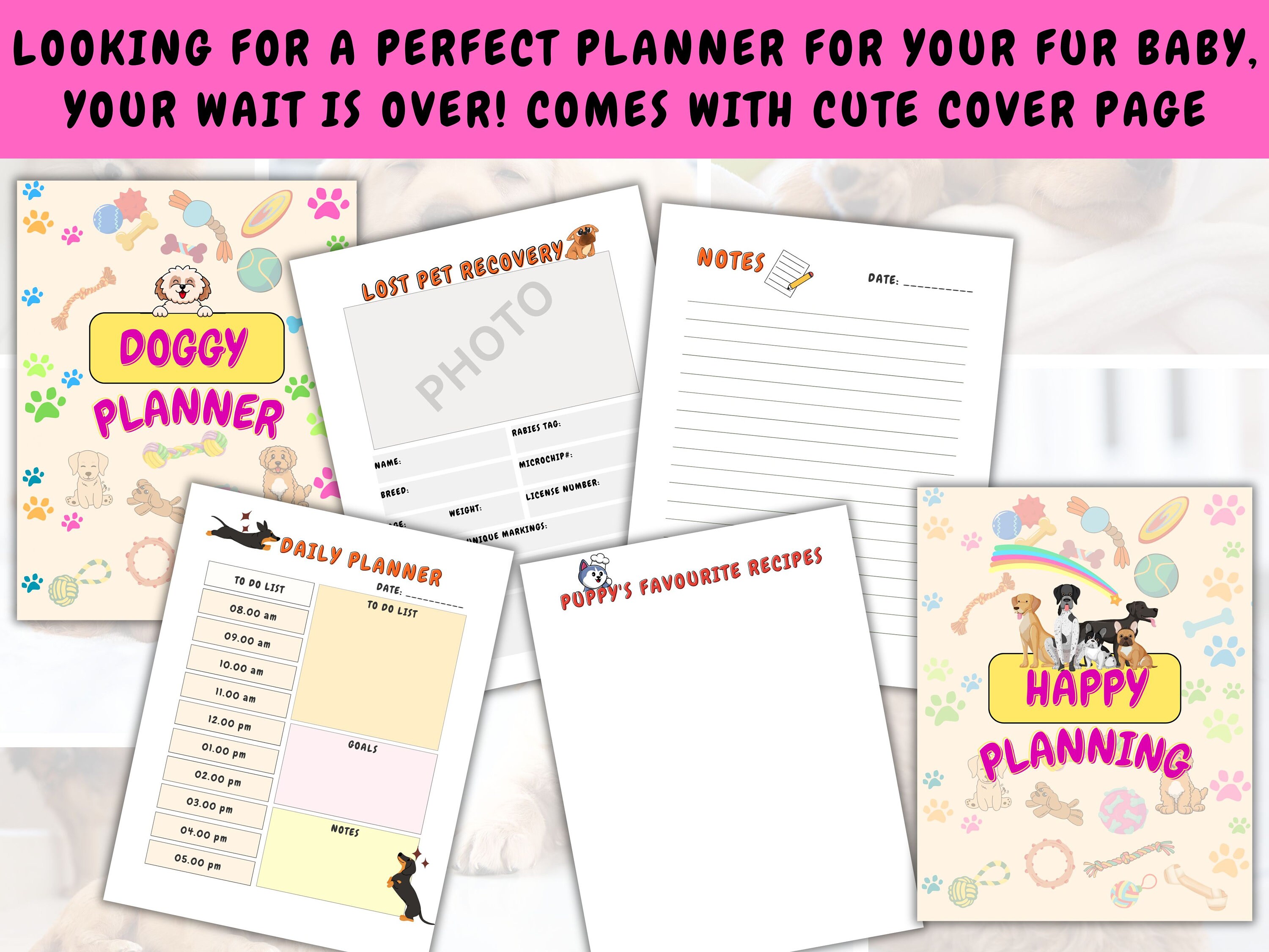 Pawsome Pup Planner:complete Guide to Pup Parenthood, Pet Care Binder, Ultimate Planner ...